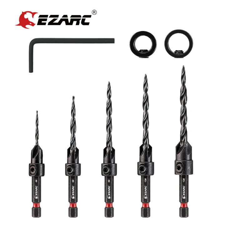 Ezarc ชุดสว่านเจาะ set Mata Bor ขนาด5/8ชิ้น, ชุดสว่านเจาะรูสว่านทรงเรียวยาว1/4 "ก้านหกเหลี่ยมชุด ...
