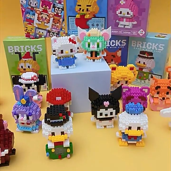 3D Mini Building Block W2601 Cute Cartoon Character DIY 卡通微型积木挂件串联小颗粒玩具微型拼装 Blok Bangunan Comel ...