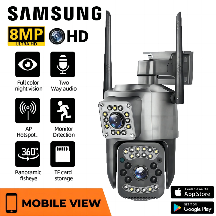 SAMSUNG Outdoor Waterproof CCTV With Audio And Speaker Dual Lens 16MP ...