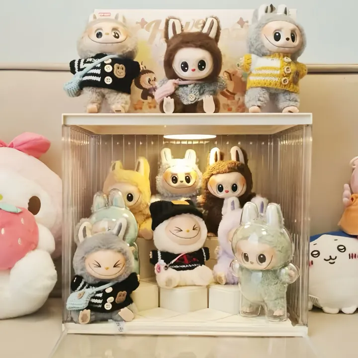 Transparent Labubu Vinyl Toy Storage Box Plush Doll Figure Blind Box ...