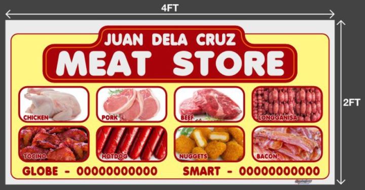 TARPAULIN PRINT MEAT SHOP 4X2 & 5X3FT | Lazada PH