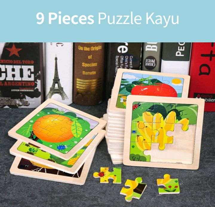 Mainan edukasi anak puzzle kayu buah dan sayur vegetable fruit fruits ...