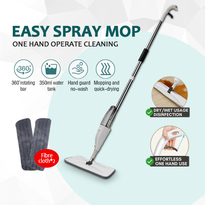 【Free 2 Pad】2 in1 Easy Spray Mop Washable Microfiber Clean Degerming ...