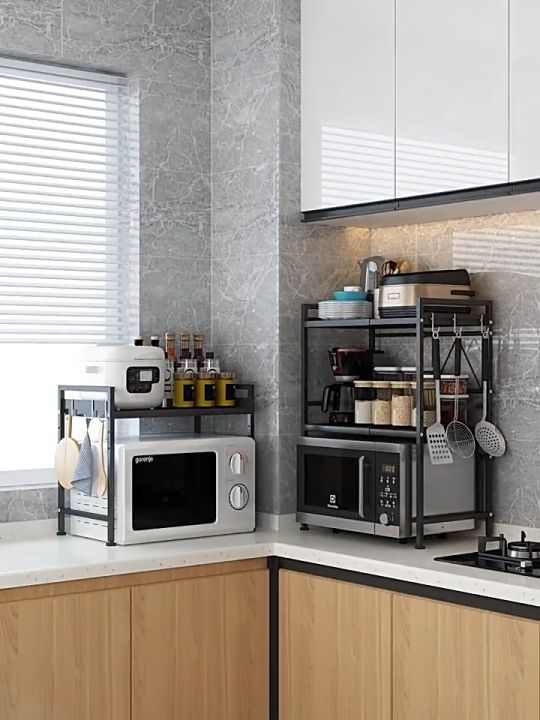 2 3tier Expandable Microwave Oven Stand Rack Stainless Steel Expandable