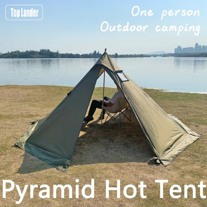 Outdoor Pyramid Hot Tent Camping Waterproof Teepee Tent 1 person Tipi ...