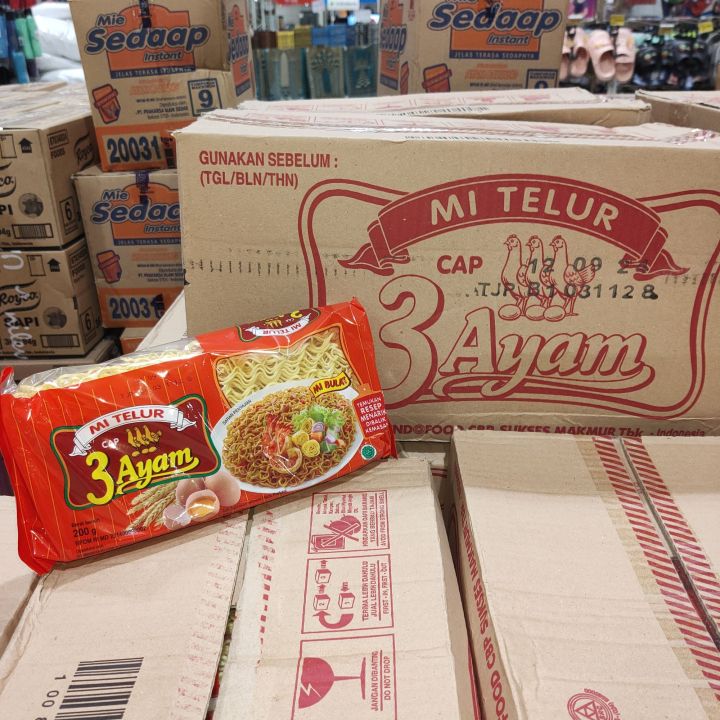 Mi Telur cap 3 Ayam 1 Dus isi 20pcs Mie Kering | Lazada Indonesia
