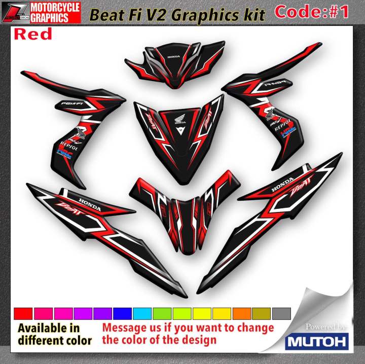 Honda beat fi V2 full body decal graphics kit laminated sticker | Lazada PH