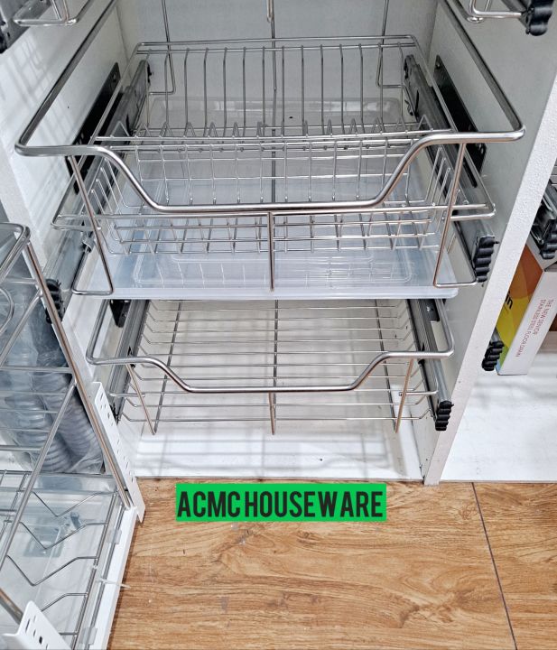 2 layer Pull out Basket Tray for Kitchen Cabinet 304 Stainless | Lazada PH