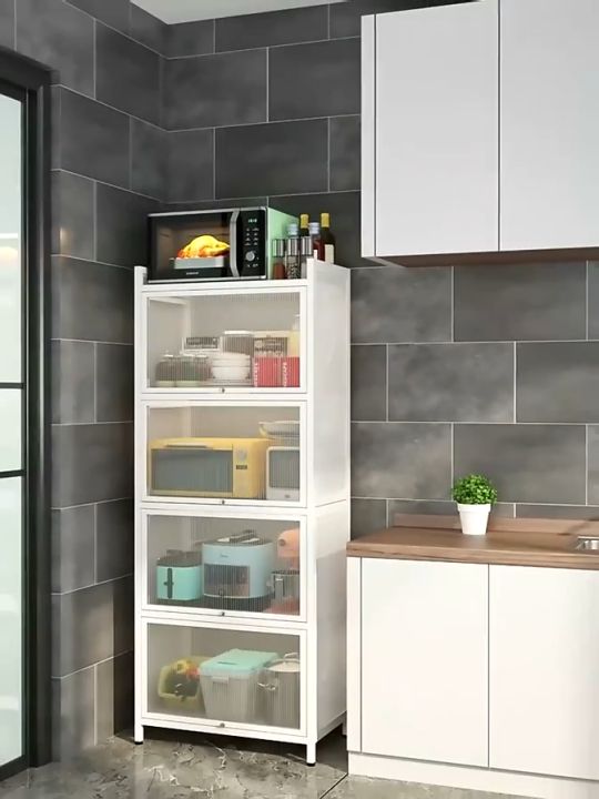 Iron kitchen shelves floor-standing multi-layer storage cabinet ...