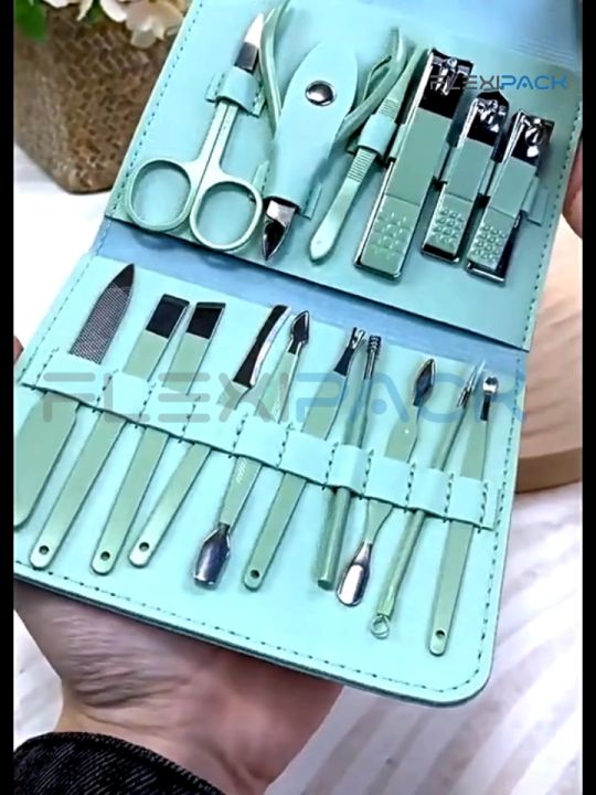 16PCS Nail Cutter Set Stainless Steel Manicure Nail Clipper Set Nail ...