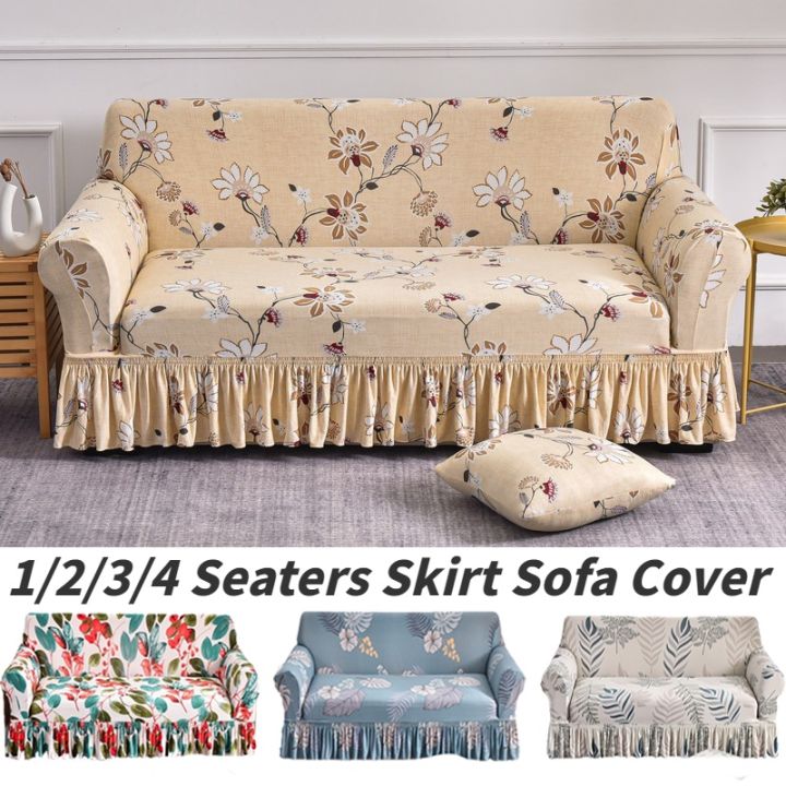 Universal Stretchable Sofa Cover 1/2/3/4 Seater Skirt Sofa Cover ...