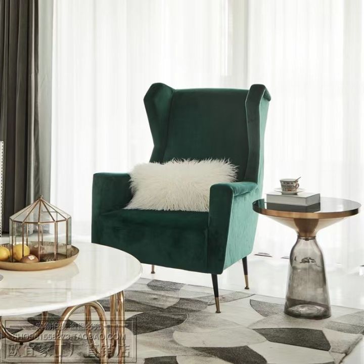 Light Luxury Single Sofa Dark Green High Back Chair Lazy Sofa Internet ...