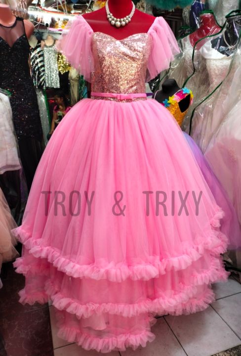 Ball Gown JS Prom/Debut Gown sequence top 3 layer tulle | Lazada PH