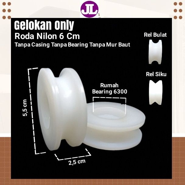 Pulley Roda Nilon Ukuran 6 cm Roda Nilon Ukuran 6 cm Tanpa Bearing ...
