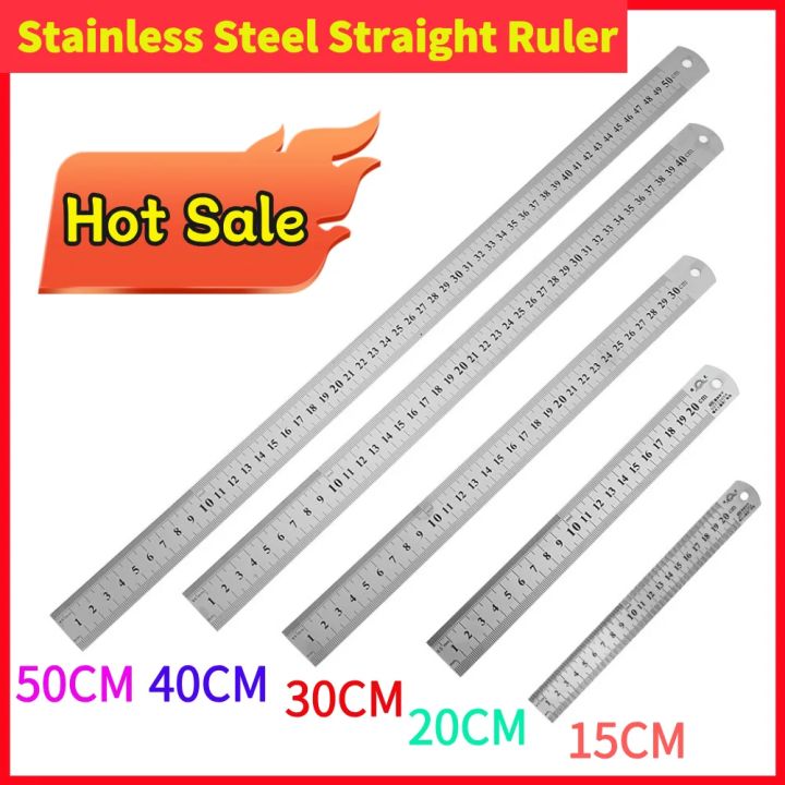 Stainless Steel Metal Straight Ruler 15cm/20cm/30cm/40cm/50cm Line ...
