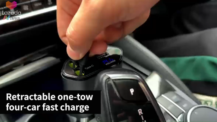 NANATECH C1 4in1 Fast Car Charger with Built-in Dual Cables 4-Port ...