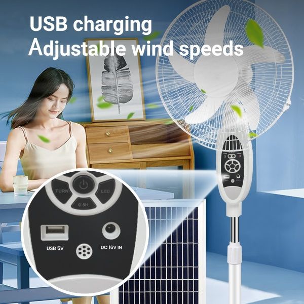 【2024 Latest】VONT Solar Electric Fan with Solar Panel Rechargeable ...