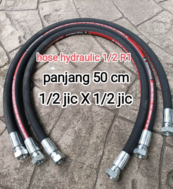selang hidrolik hose hydraulic 1/2 R1 panjang 50 cm 1/2 jic X 1/2 jic ...
