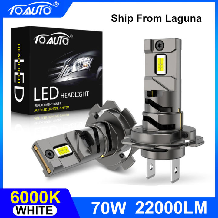 2PCS H7 Car LED Headlight Canbus No Error 70W 22000LM Double Copper ...