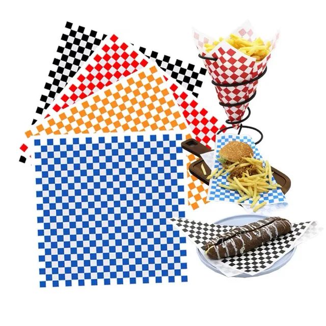 12x12 Checkered Grease Proof Paper Burger Wrapper Food Wrapper Food ...