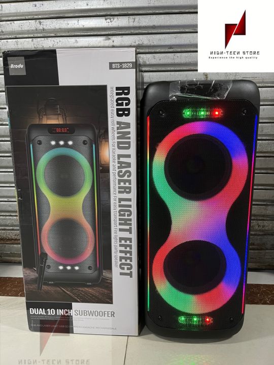 New BTS 1829 10X2” Bluetooth Subwoofer Karaoke Speaker with wireless ...