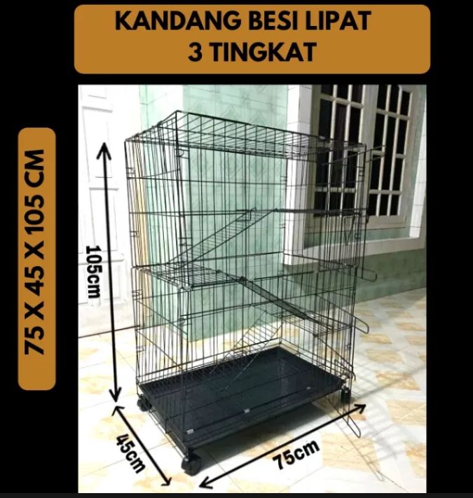Kandang kucing tingkat 3,ukuran 75*45*105 | Lazada Indonesia