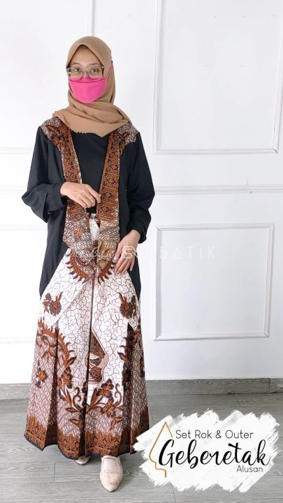 SETELAN WANITA ATASAN DAN ROK BATIK SHAREEN TRENDY OUTER BATIK DAN ROK ...