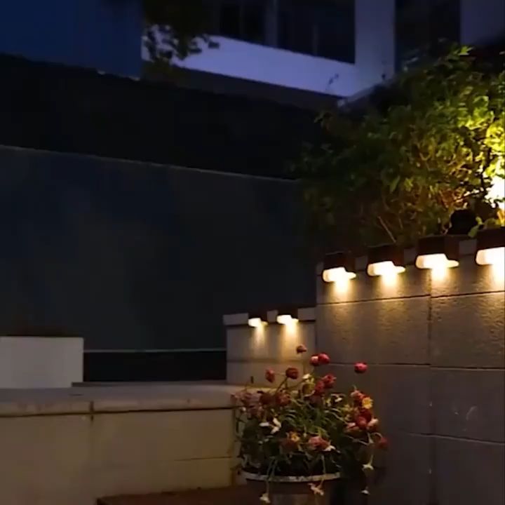 Solar Light Warm White LED Step Lamp Path Stair Outdoor Garden Lights ...