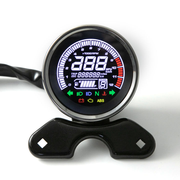 12V Motorcycle Tachometer Meter LED Backlight LCD Digital Speedometer ...