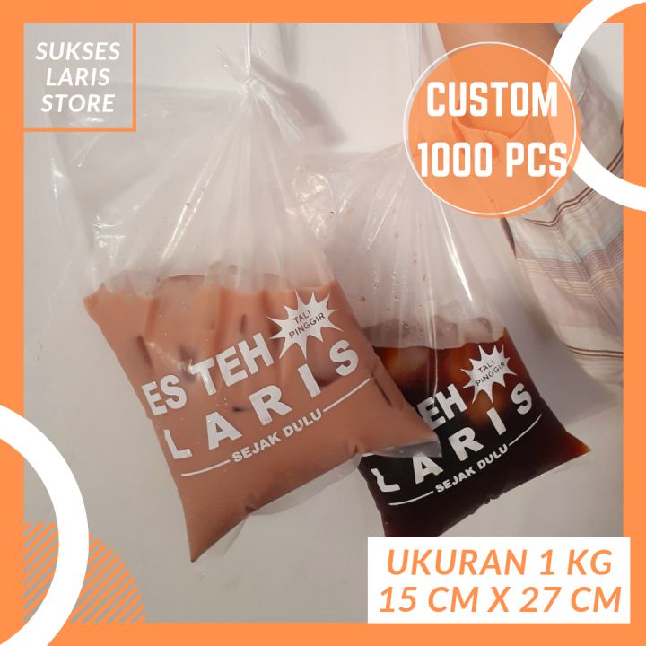 PLASTIK PE 1 KG SABLON "CUSTOM" 1000 PCS UKURAN 15 X 27 CM | PLASTIK ES ...