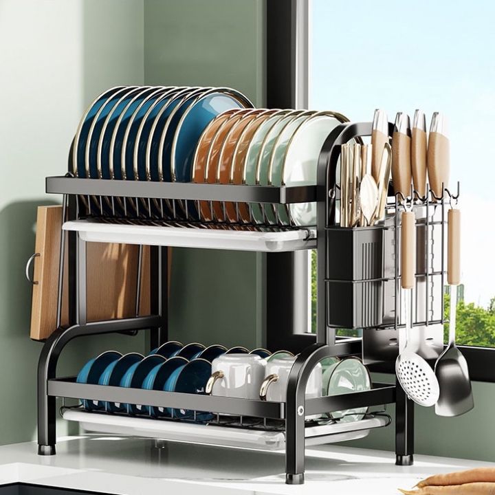 【5 years warranty】2/3-Tier Dish Rack Kitchen Countertop Plate Organizer ...