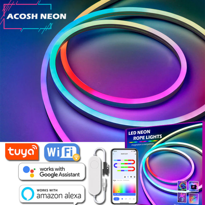 3-20M WiFi Tuya LED Neon Strip light 12V RGBIC LED Strip Dreamcolor ...