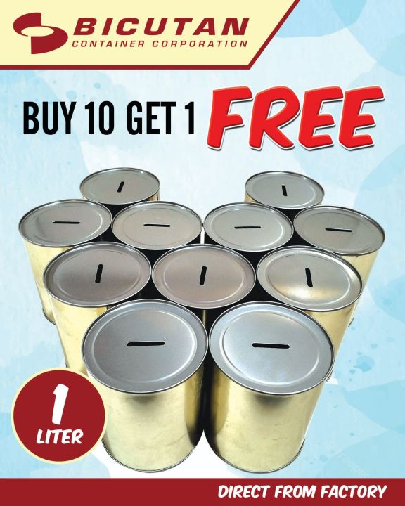 11 PCS - 1 LITER - PLAIN COIN BANK / ALKANSYA IPON CHALLENGE PLAIN TIN ...