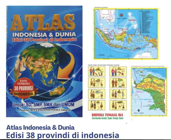 Buku Atlas Indonesia Dan Dunia Edisi 38 Provinsi di Indonesia | Lazada ...