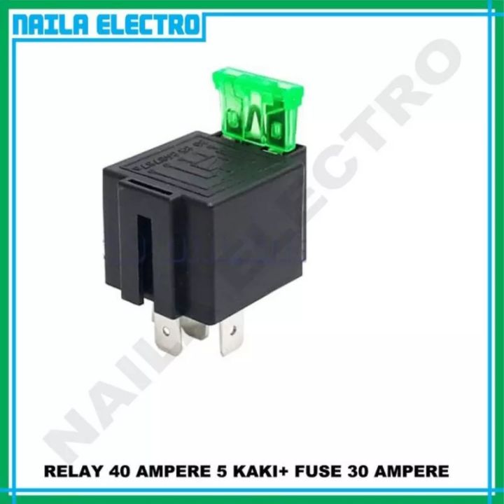 Relay 12V 30A 5 Pin + Fuse 30A/ Relay 12 Volt 5 Kaki + Fuse 30 Ampere ...