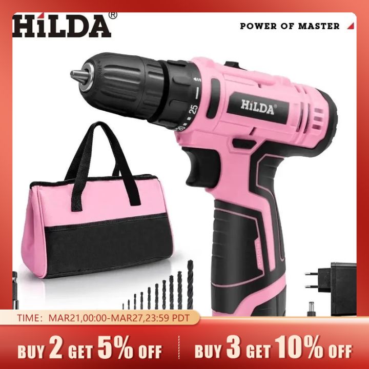 Hilda 12v Electric Screwdriver 25 1 Torque Cordless Drill Mini Wireless