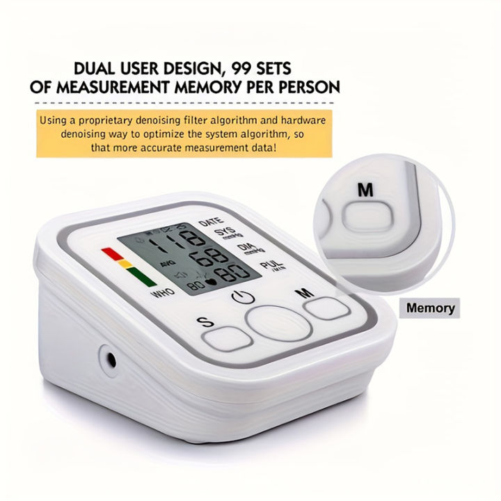LCD Upper Arm Electronic Blood Pressure Monitor Home Automatic Digital ...