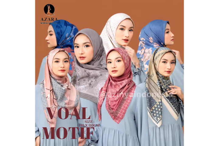 hijab segiempat azara motif part 1 ( free pouch ) | Lazada Indonesia