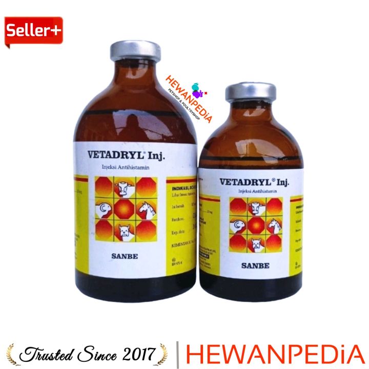 VETADRYL 50 ml SANBE - Obat Anti Alergi Antihistamin Hewan Sapi Kambing ...