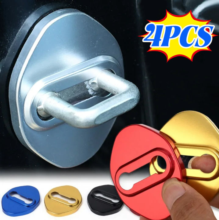 4PCS Car Door Lock Cover Aluminum Alloy Door Lock Buckle Rustproof ...