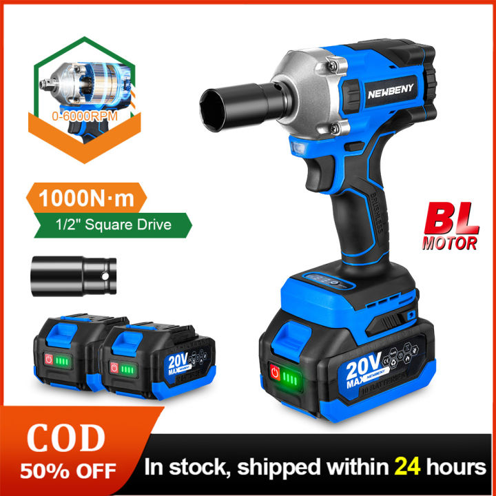 1000N.M Brushless Electric Wrench 1/2 inch Cordless Impact Wrench 3 ...