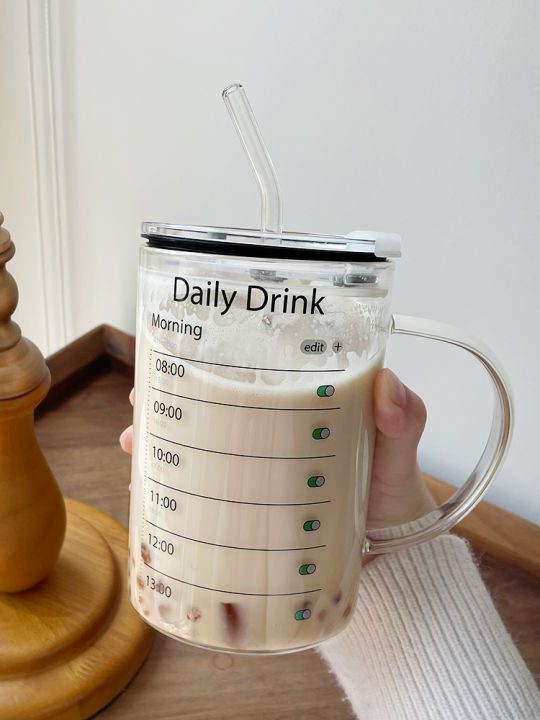 Large Capacity 1000ml Glass Cup with Lid And Straw for Tea Brewing ...