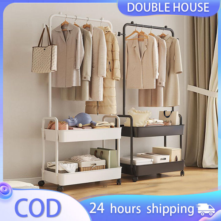 clothes rack with wheels Floor-standing Clothes Hanger Indoor Outdoor ...