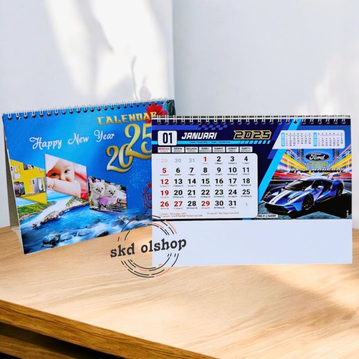 kalender meja standar tahun 2025 BO km10 Dreams Cars/mobil ukuran 21x15 ...