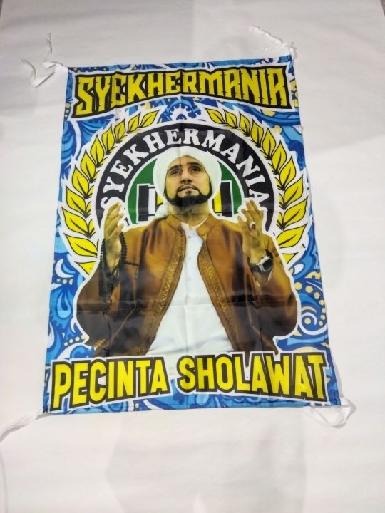 READY STOCK | BENDERA SYEKHERMANIA 115cm x 80cm "PECINTA SHOLAWAT BIRU ...