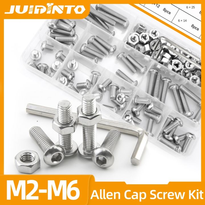 Hexagon Socket Cap Screw Bolt and Nut Set M2 M2.5 M3 M4 M5 M6 Stainless Steel Round Pan Head ...