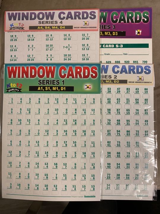 16 pcs Window Cards Complete Set 1-4 Addition, Subtraction ...
