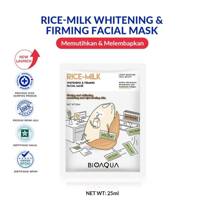 BIOAQUA cereal Sheet Mask Rice Milk | Lazada Indonesia