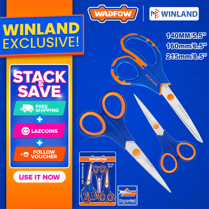 Wadfow by Winland Stainless Steel Scissors Gunting Set of 3pcs scissors ...