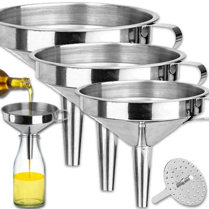 Wide Mouth Funnel with Detachable Filter Stainless Steel Oil Flask ...